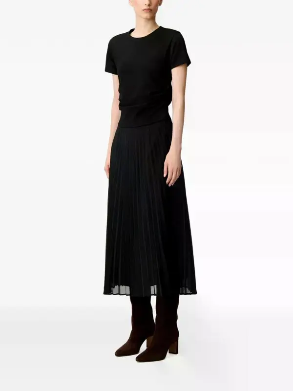 Claudie Pierlot Pleated Bi-material Midi Dress