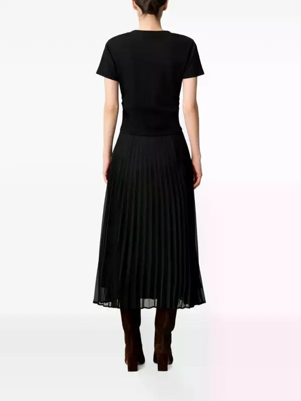 Claudie Pierlot Pleated Bi-material Midi Dress