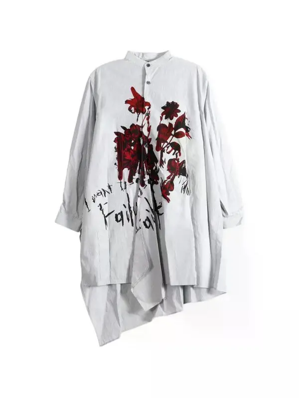 Y’s Floral-print Asymmetric Shirt