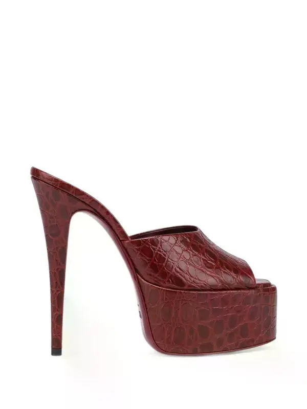 Paris Texas Marina Crocodile-effect Platform Mules