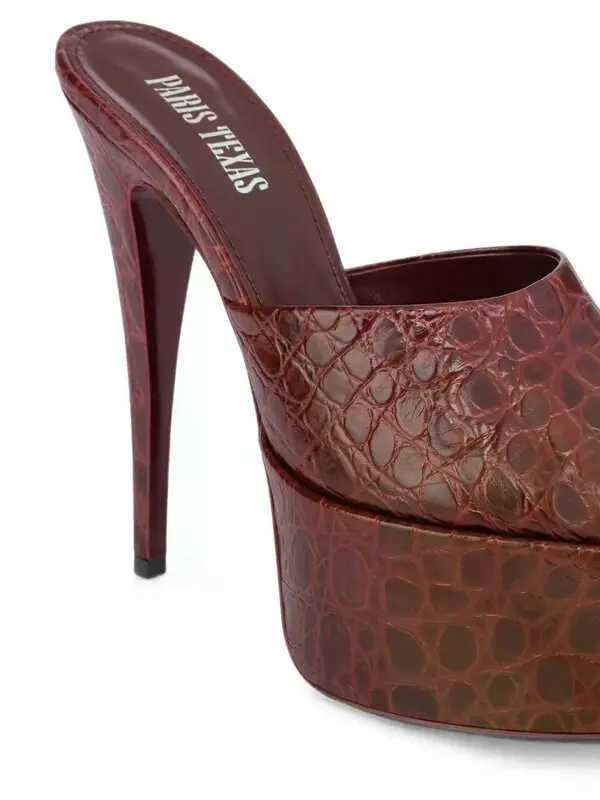 Paris Texas Marina Crocodile-effect Platform Mules