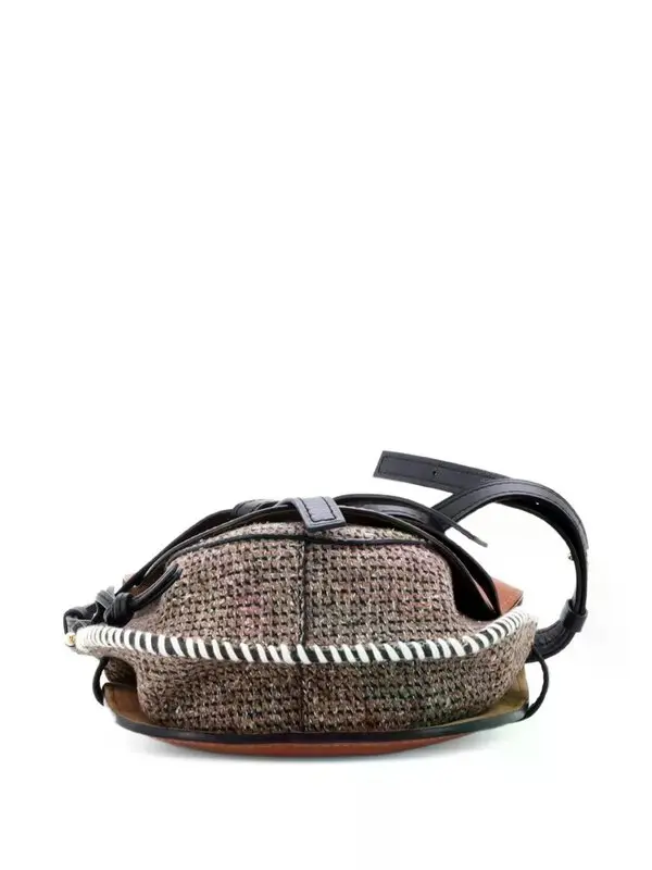 Loewe Gate Shoulder Bag Leather With Tweed Small Crossbody Bag - Brown