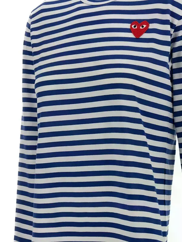 Play Comme Des Garcon Striped Heart-patch T-shirt