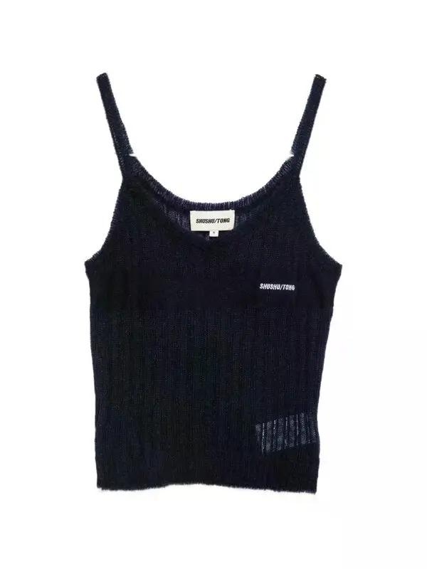 SHUSHU/TONG Ribbed Logo-embroidered Top