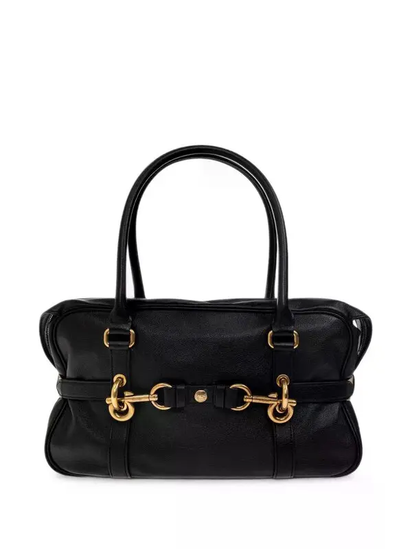 Burberry Buckled Leather Shoulder Bag - Black