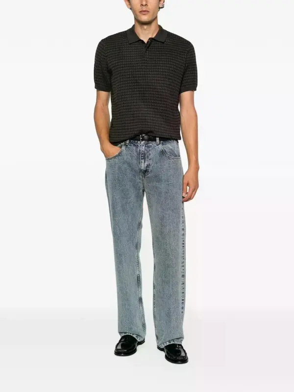 Emporio Armani Waffle-knit Short-sleeve Polo Shirt