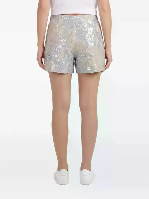 Brunello Cucinelli Sequin-embellished Floral-embroidered Shorts