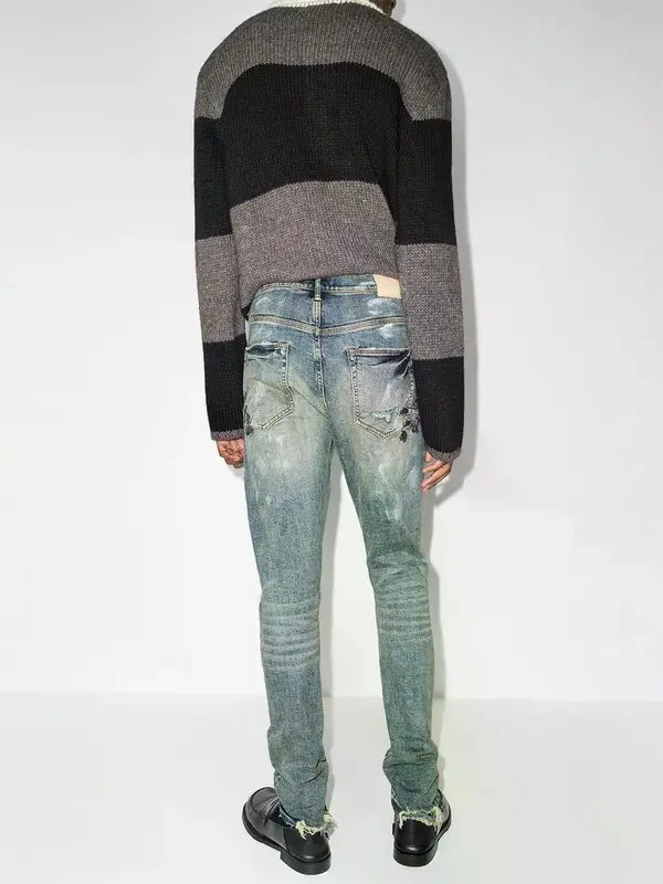 PURPLE BRAND Distressed Ripped Slim-fit Jeans