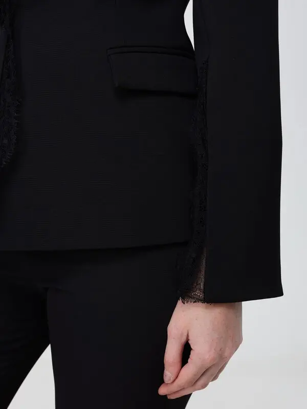 HANITA Single-breasted Polyester Blazer With Lace Inserts And V-revers - Black