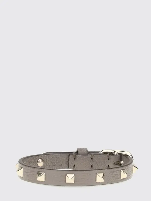 Valentino Garavani Rockstud Goatskin Bracelet With Studs - Grey