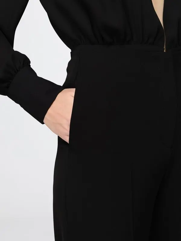 HANITA High-waisted Wide-leg Crêpe Palazzo Trousers - Black