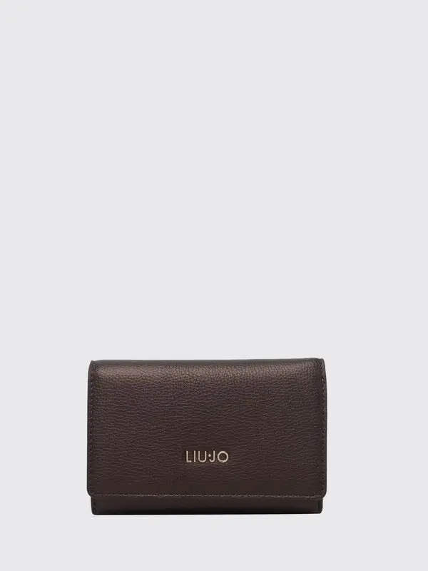 Liu Jo Rectangular Wallet In Faux Leather With Metallic Logo - Brown
