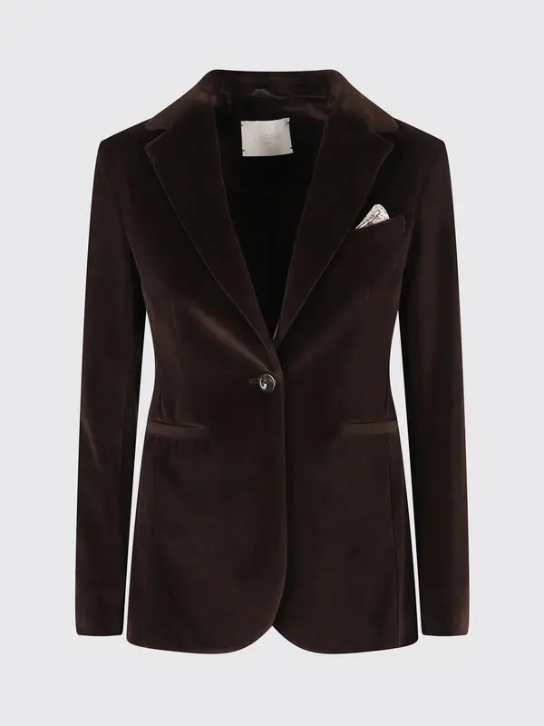 CIRCOLO 1901 Single-breasted Velvet Blazer With Slit Pockets - Brown