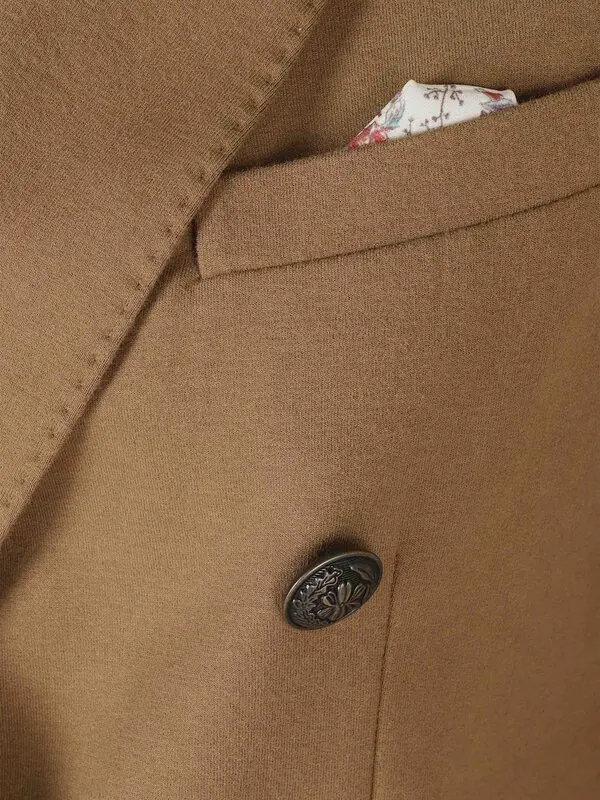 CIRCOLO 1901 Double-breasted Cotton Blazer With Metallic Buttons - Mud