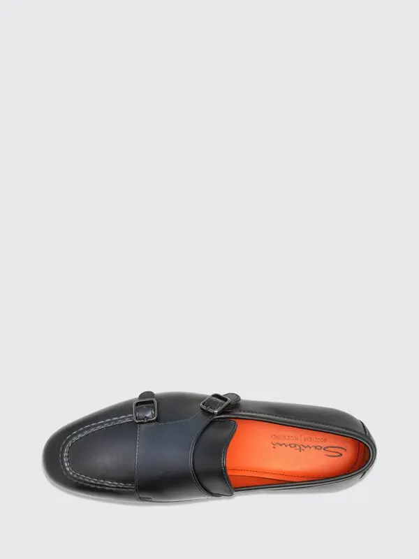 Santoni Smooth Calfskin Double-buckle Monk Strap Shoes