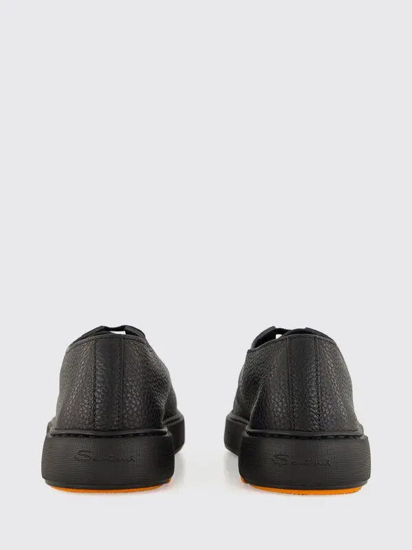 Santoni Lace-up Low-top Sneakers In Grained Calf Leather With A Rubber Sole