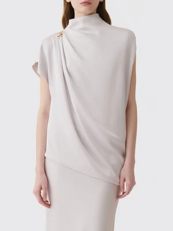 Fabiana Filippi Draped High-neck Blouse With An Asymmetric Hem