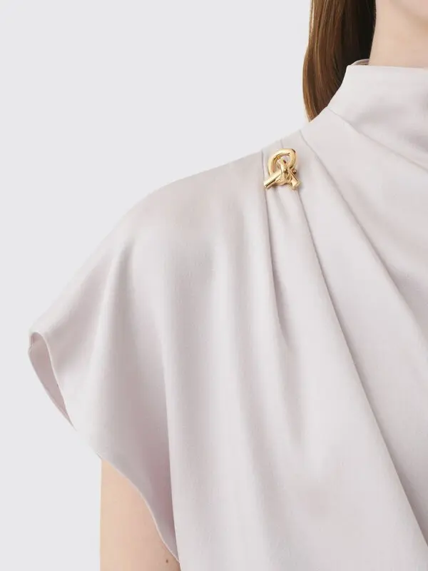 Fabiana Filippi Draped High-neck Blouse With An Asymmetric Hem