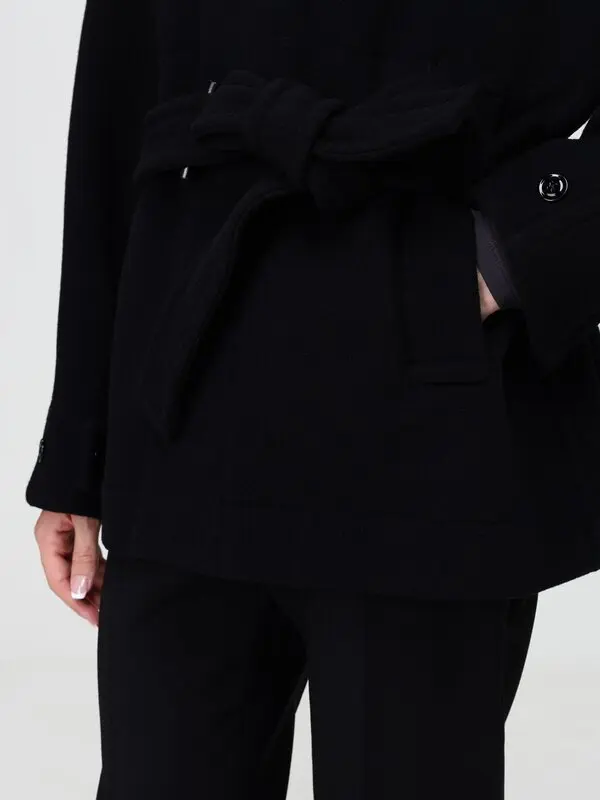 LEMAIRE Pure Wool Short Coat With Belt And Funnel Neck
