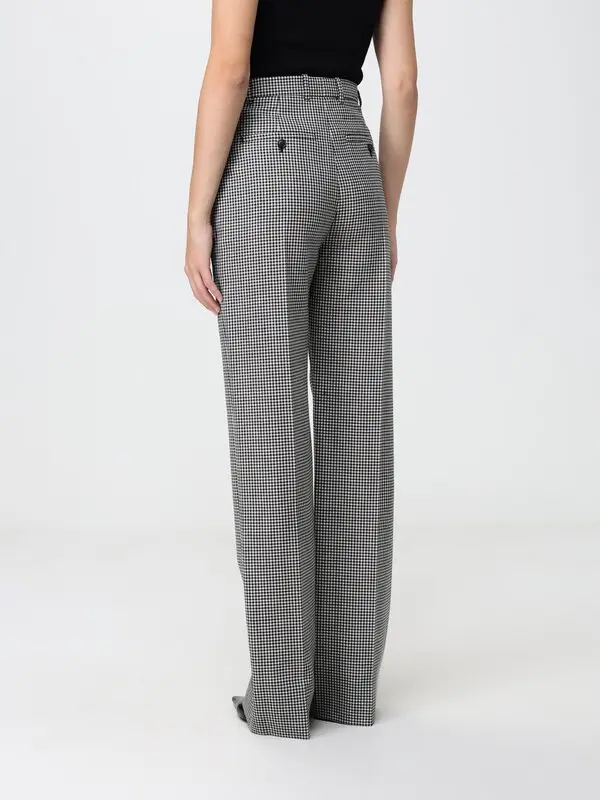 Alexander McQueen Vichy Pattern Wool Flared Tailored Trousers With High Waist