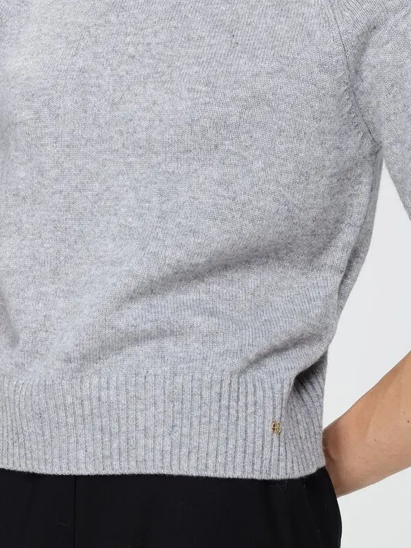 ANINE BING Pure Cashmere Crewneck Sweater With Short Sleeves