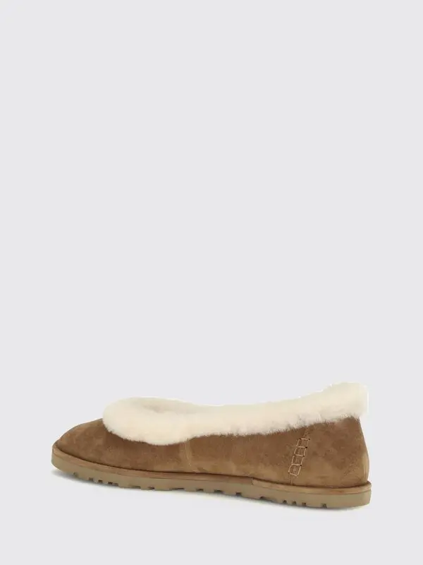 UGG Zora Suede Ballerina Flats With Shearling Lining - Walnut