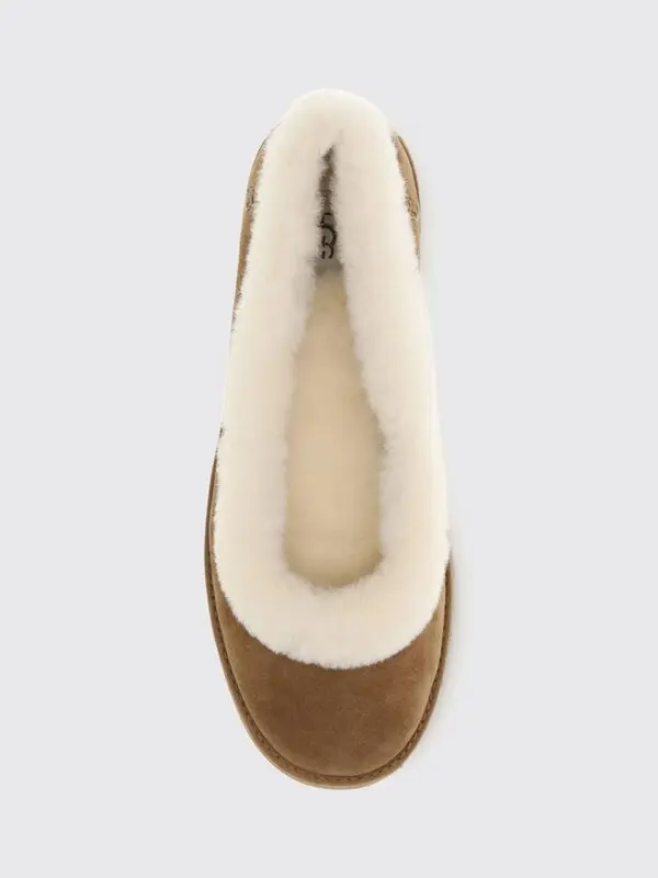 UGG Zora Suede Ballerina Flats With Shearling Lining - Walnut