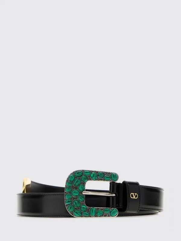Valentino Garavani Vlogo Signature Belt In Brushed Calfskin Leather - Black