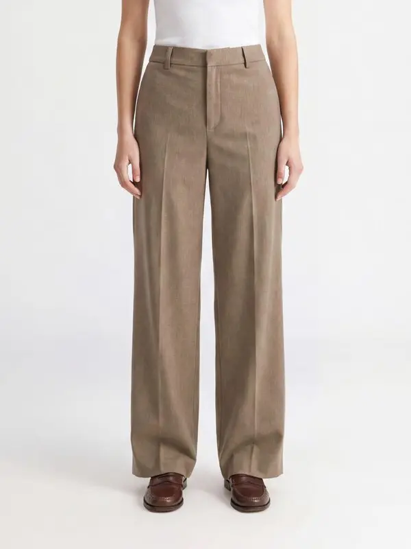 PT TORINO Mid-rise Wool Wide-leg Pants - Beige