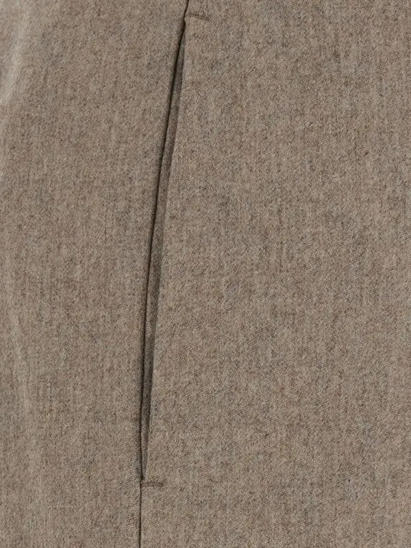PT TORINO Mid-rise Wool Wide-leg Pants - Beige