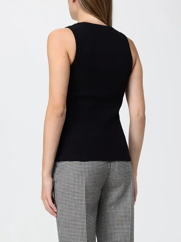 Alexander McQueen Sleeveless Slim Fit Stretch Cotton Top With Applied Logo