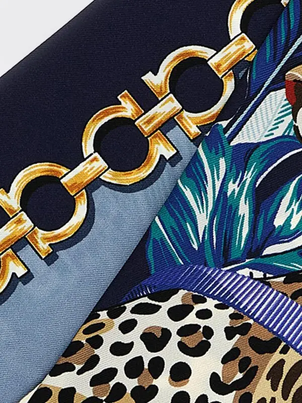 FERRAGAMO Silk Bandeau Scarf With Gancini Graphic Print