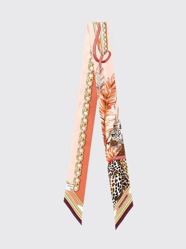 FERRAGAMO Silk Bandeau Scarf With Gancini Graphic Print