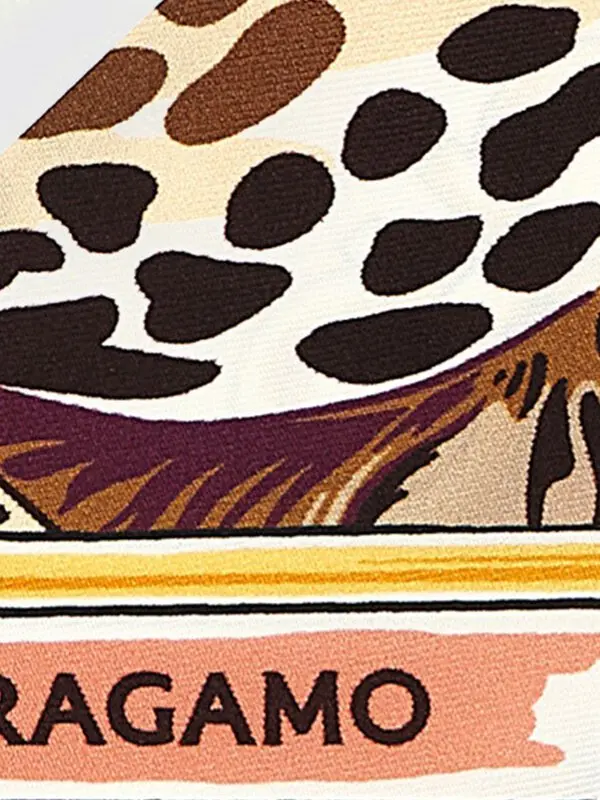 FERRAGAMO Silk Bandeau Scarf With Gancini Graphic Print