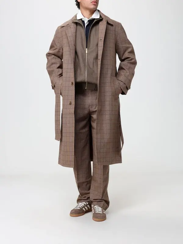 Drole De Monsieur High Neck Virgin Wool Bomber Jacket With Embroidered Logo - Brown