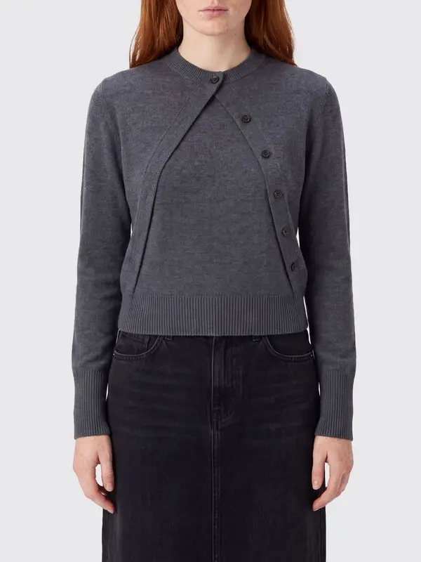 Pinko Pure Wool Crewneck Sweater With Long Sleeves And Ribbed Trim - Grey