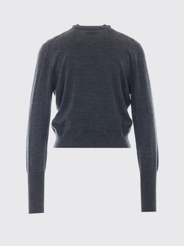 Pinko Pure Wool Crewneck Sweater With Long Sleeves And Ribbed Trim - Grey