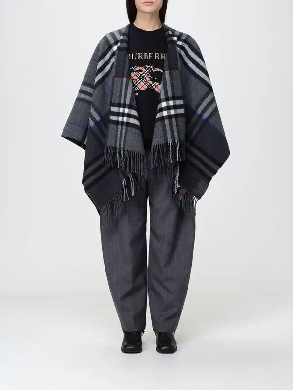 Burberry Asymmetric Vintage Check Cashmere And Wool Cape