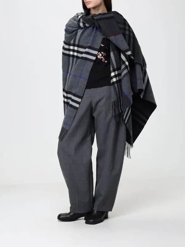 Burberry Asymmetric Vintage Check Cashmere And Wool Cape