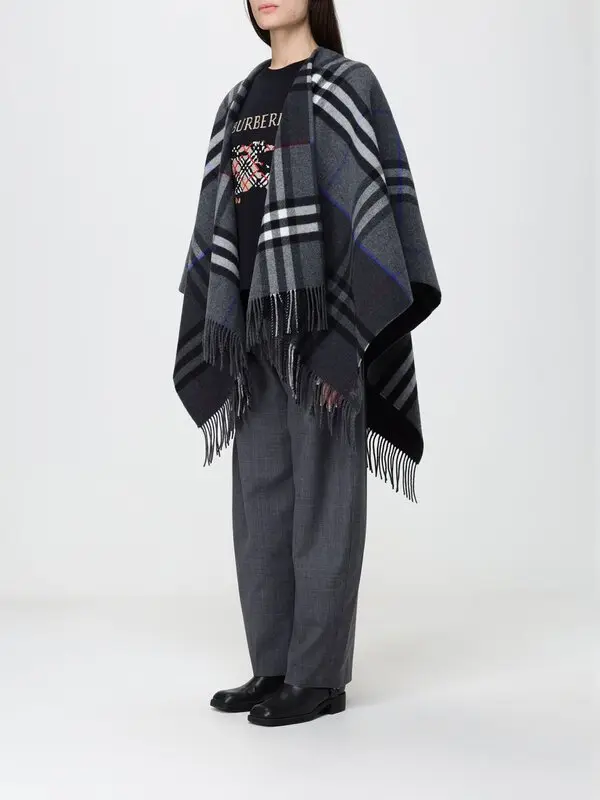 Burberry Asymmetric Vintage Check Cashmere And Wool Cape