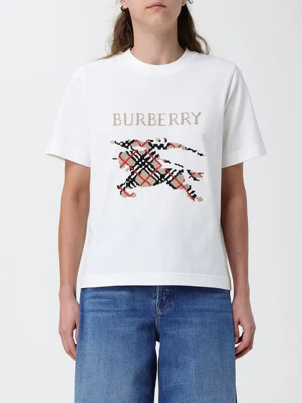 Burberry Equestrian Knight Check Pattern Cotton T-shirt