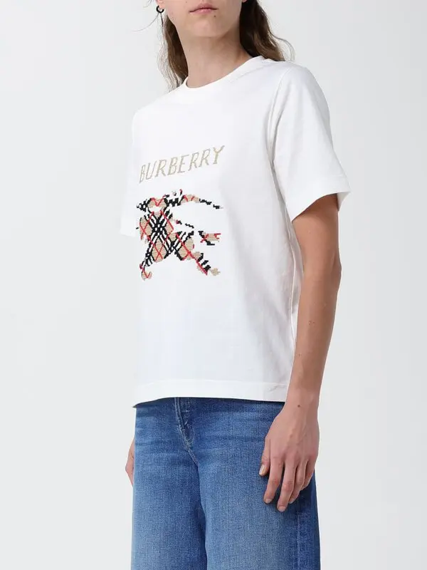 Burberry Equestrian Knight Check Pattern Cotton T-shirt