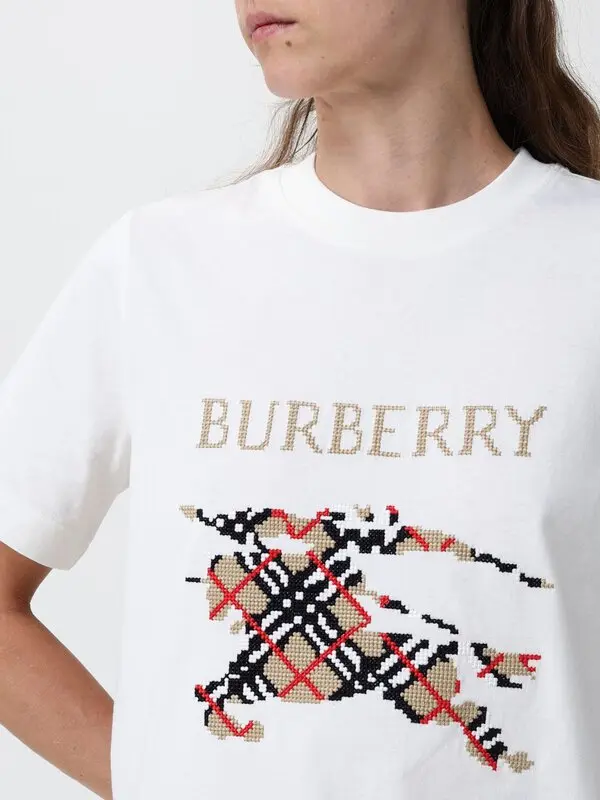 Burberry Equestrian Knight Check Pattern Cotton T-shirt