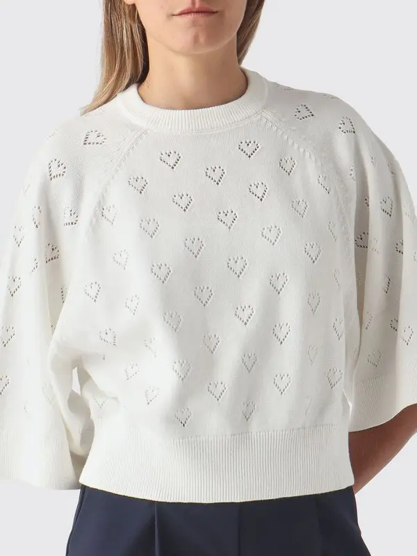 TWINSET Open-knit Cotton And Cashmere Sweater With Dropped Shoulders - Pearl