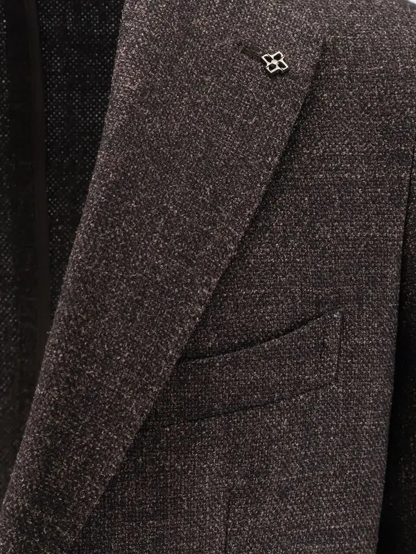 Tagliatore Double-breasted Virgin Wool And Silk Blazer With Peak Lapels