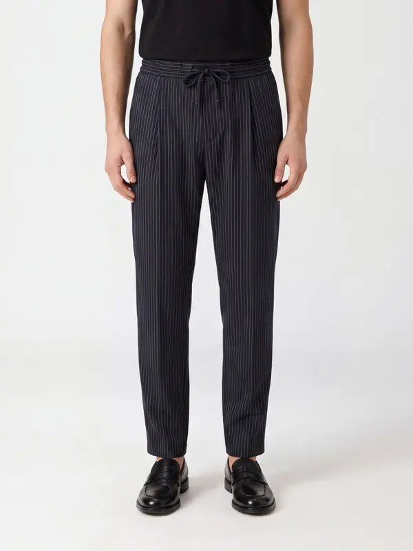 Dolce & Gabbana Pin Virgin Wool Pants With Drawstring Waist