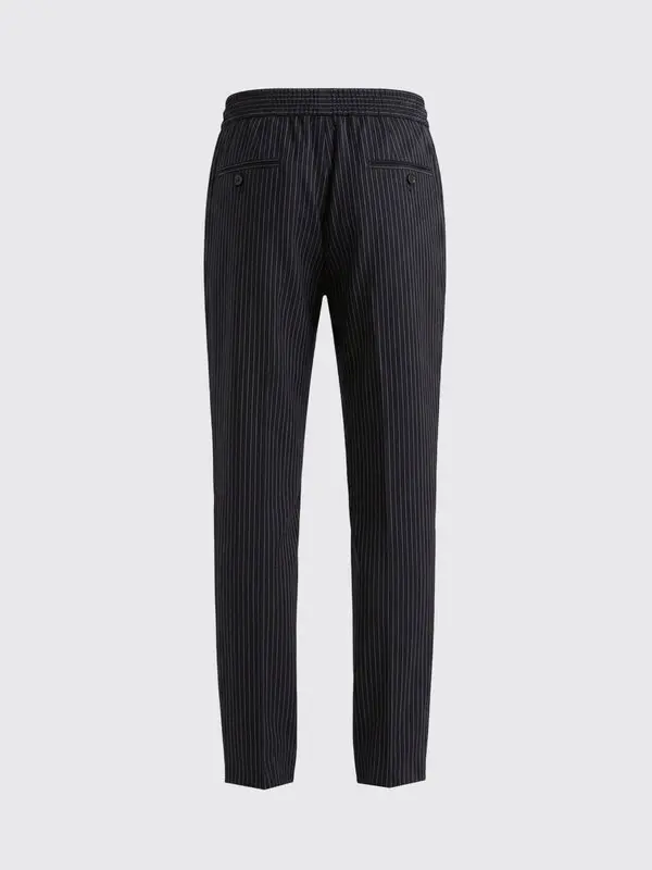 Dolce & Gabbana Pin Virgin Wool Pants With Drawstring Waist