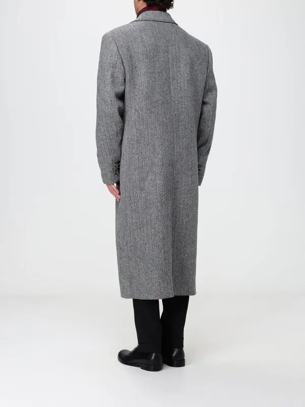 Valentino Garavani Single-breasted Long Coat In Virgin Wool With Chevron Pattern