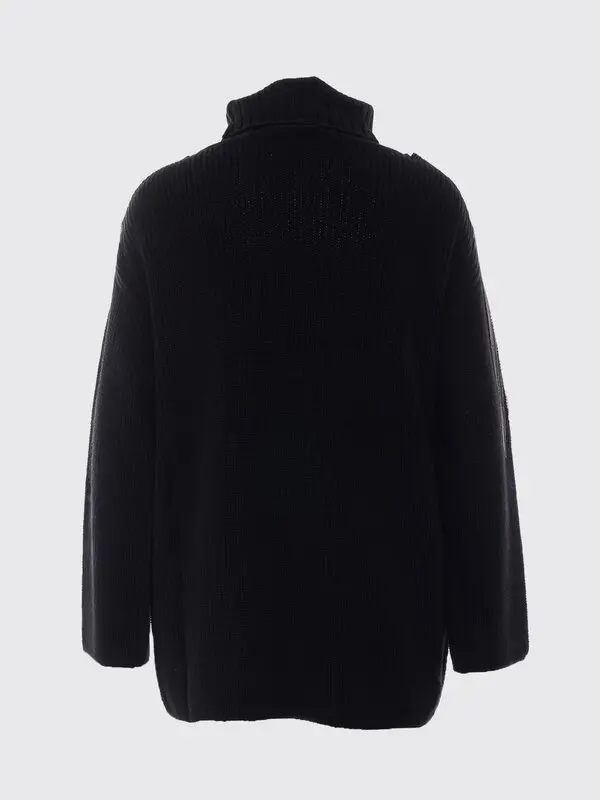 Pinko Wool Blend Turtleneck Sweater With Dropped Shoulders And Fringes