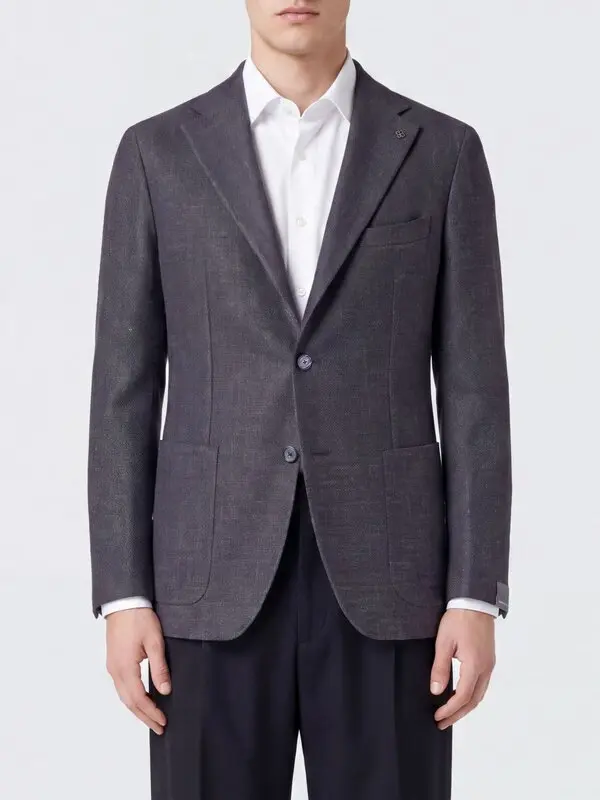 Tagliatore Single-breasted Blazer In Virgin Wool And Silk With Peak Lapels